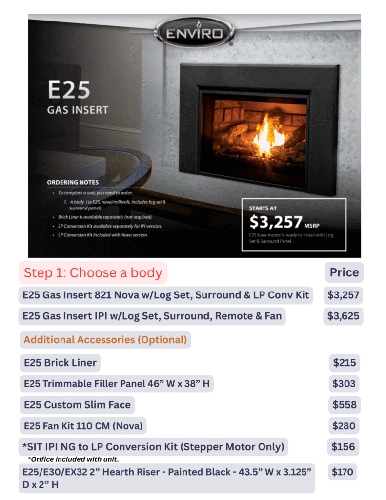 E25 Gas Stove Insert - Clearwater Pool & Spa